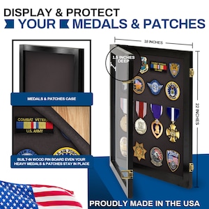 Medal Display Case & Pins Display Case / Military / Fireman / Police ...