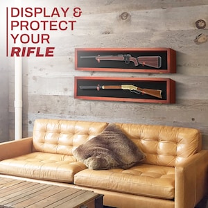 Gun Display Case, Display Case for Guns, Cherry Finish, Rifle Display ...