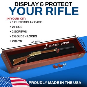 Gun Display Case, Display Case for Guns, Cherry Finish, Rifle Display ...