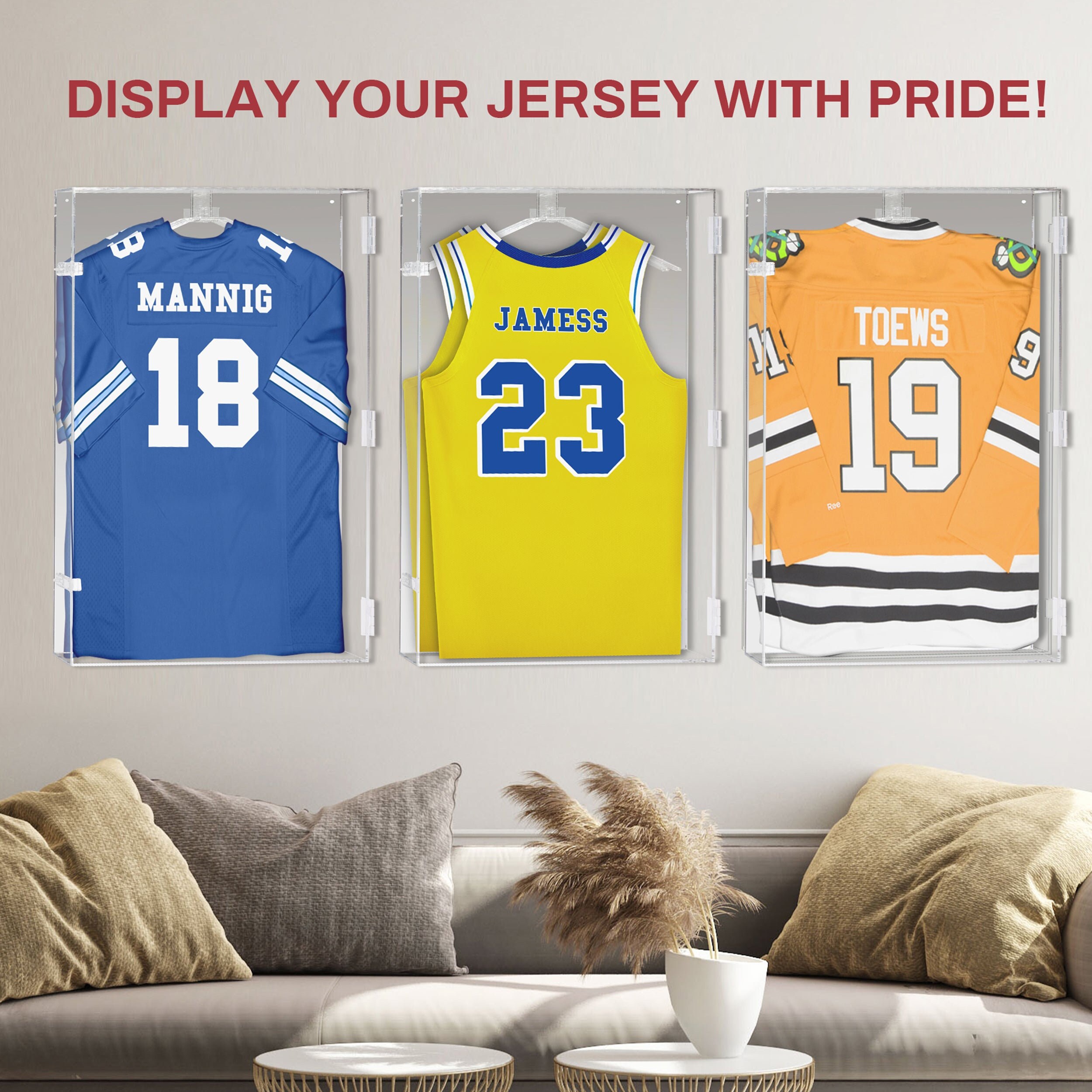 PENNZONI Jersey Frame Display Case, All Acrylic Jersey Display Case ...