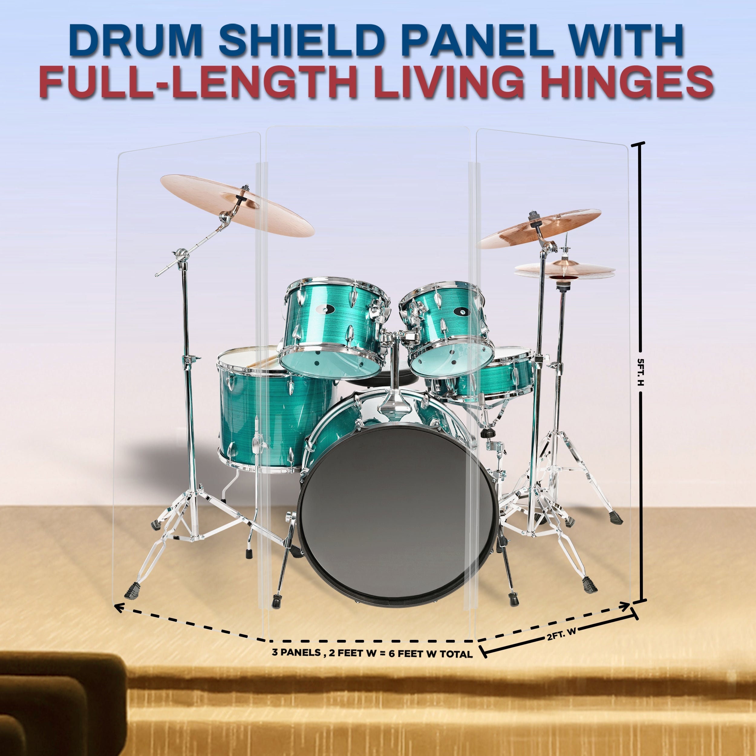 PENNZONI Drum Shield 5ft Acrylic Panels W/ Deflectors & Plastic Hinges ...