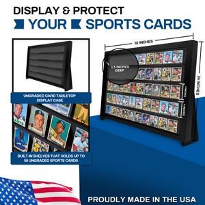 PENNZONI Table Top Display Case W/ 2 Stands, Acrylic Baseball Card Show ...