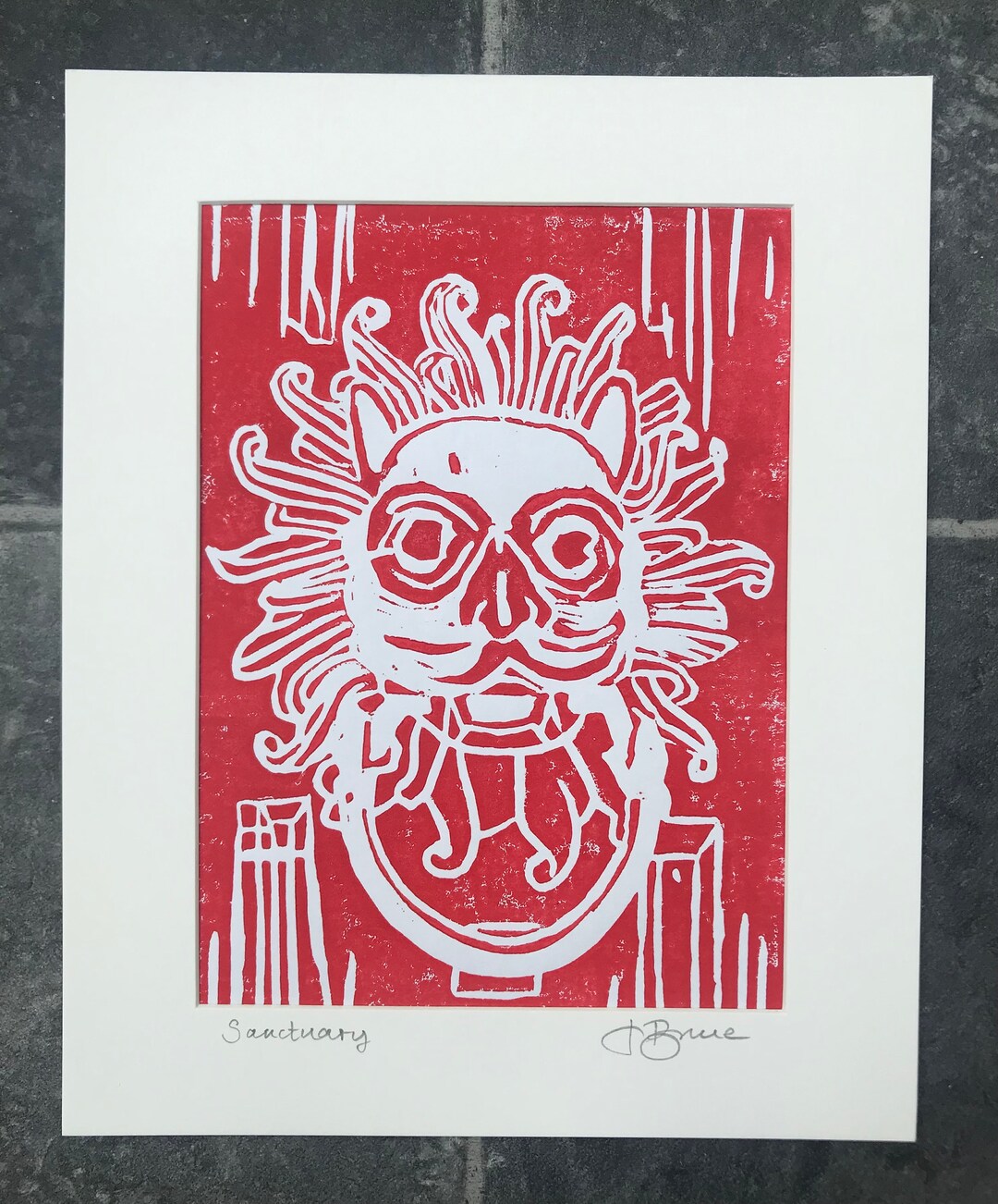 Durham Cathedral Sanctuary Knocker Linocut - Etsy