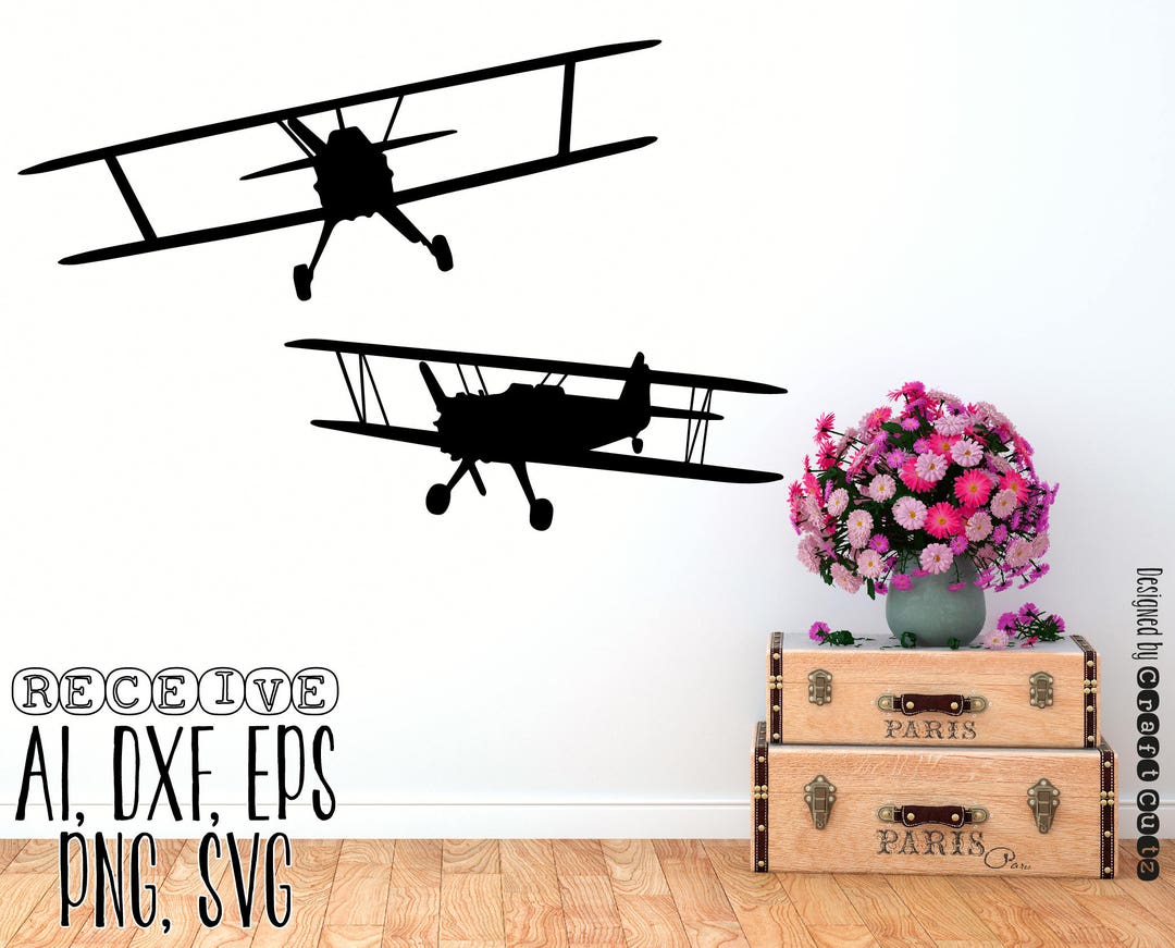 Biplane Svg, Nursery Room Svg, Airplane Silhouette, Plane Silhouette ...