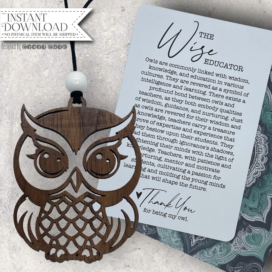 Teacher Gift SVG, Owl Laser Cut File, Owl SVG, Teacher Ornament, Laser ...