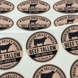 Custom Tallow Label, Whipped Tallow Label, Grass Fed Cow Label, Beef ...