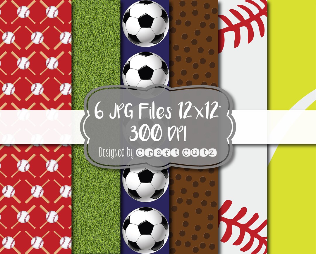 Sports Digital Paper Set, INSTANT DOWNLOAD, Baseball, Football ...