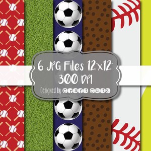 Sports Digital Paper Set, INSTANT DOWNLOAD, Baseball, Football ...