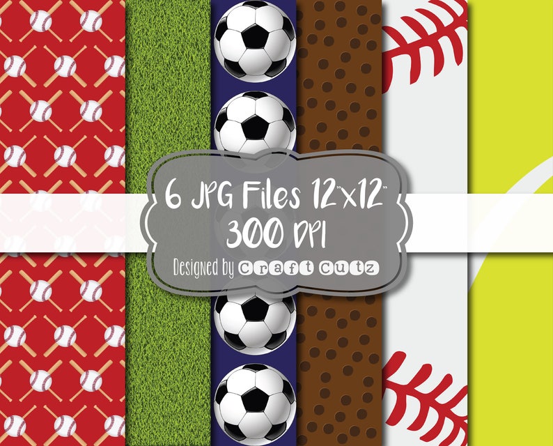 Sports Digital Paper Set INSTANT DOWNLOAD Baseball Football - Etsy
