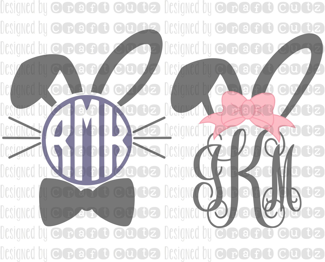 Monogram Easter Bunny Svg Cute Easter Svg Boy Monogram Svg | Etsy