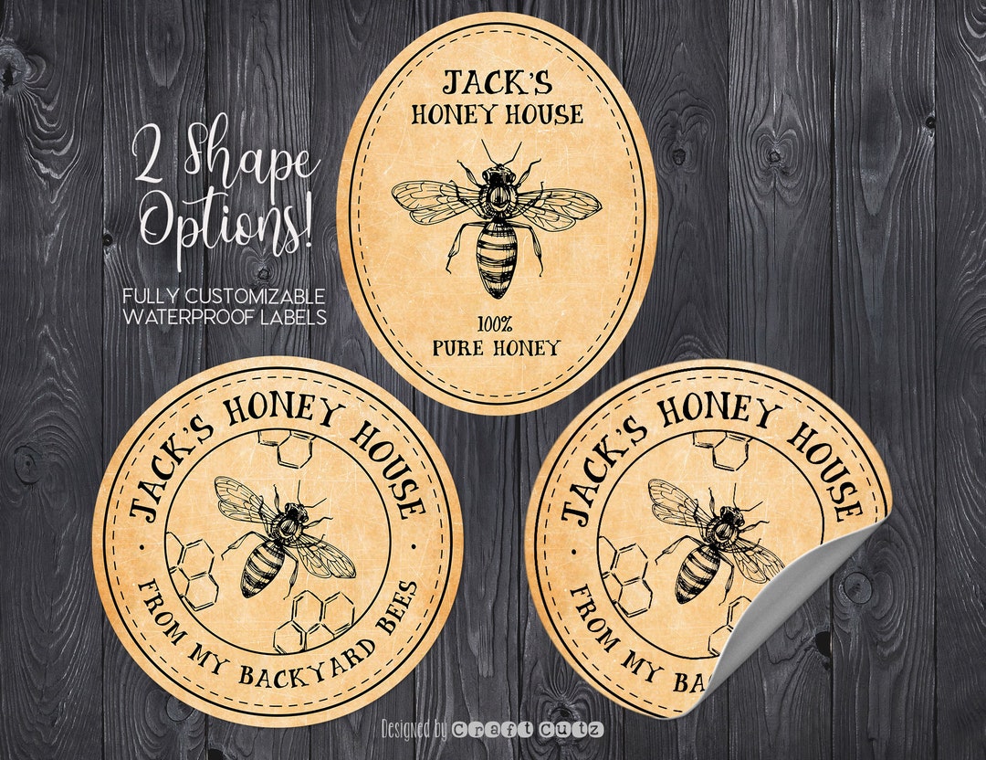 CUSTOM Honey Labels, Customized Round Honey Stickers, Custom Oval Honey ...