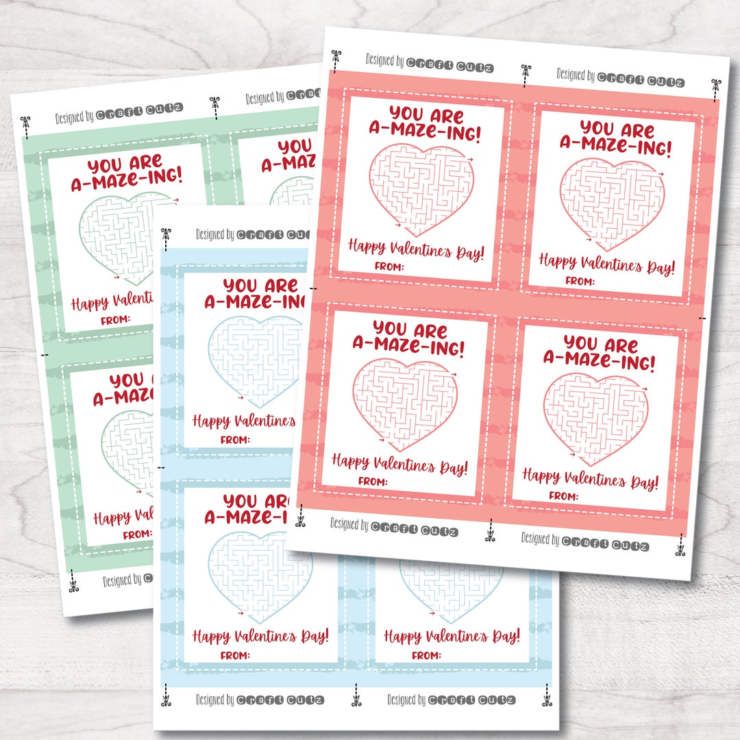 Maze Valentine Printable, Printable Valentine Cards, A-maze-ing ...