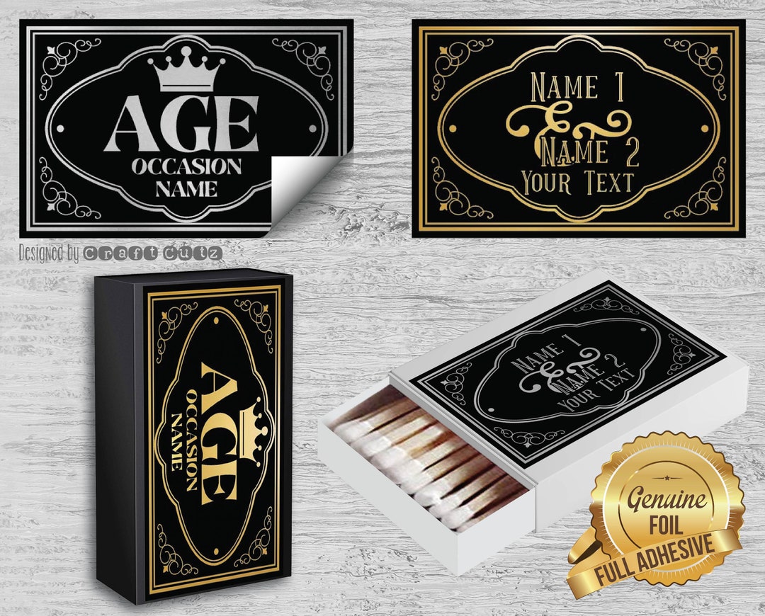 Custom Birthday Matchbox Labels Custom Wedding Labels Foil - Etsy