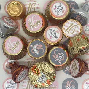 Sweet 16 Party Favors, Sweet Labels, Sweet Sixteen Chocolate Kiss ...