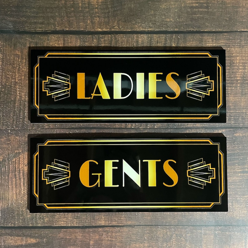 LADIES and GENTS Signs, Gatsby Wedding Restroom Signs, Art Deco Signs ...