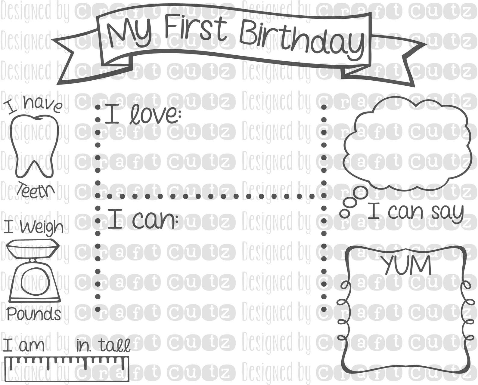 My First Birthday Board Svg, Digital Download, Birthday Chalkboard Svg ...