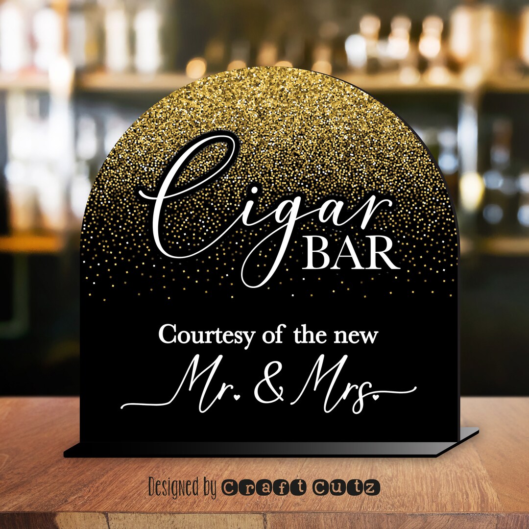 Wedding Cigar Bar, Custom Arched Bar Sign, Glitter Bar Sign ...
