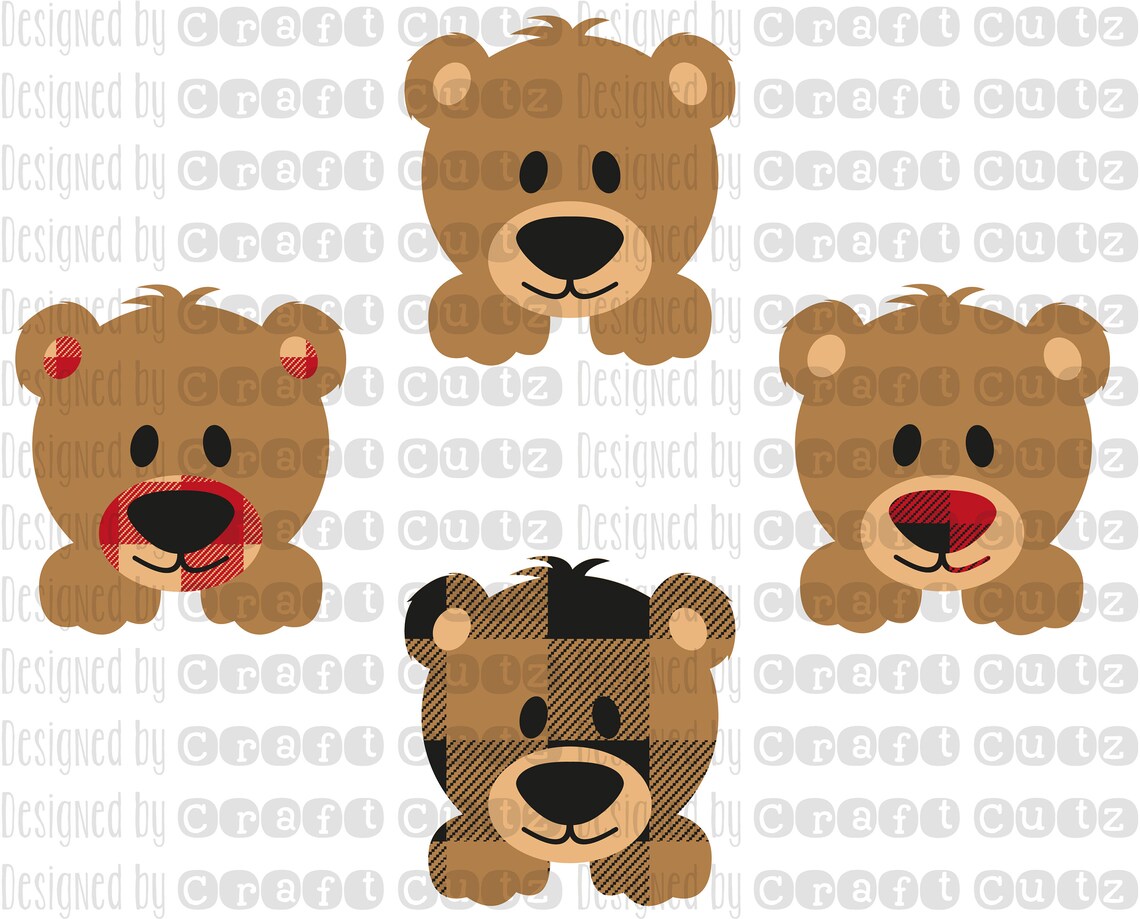 Buffalo Plaid Teddy Bear svg Digital Download Cute Bear | Etsy