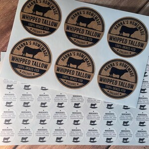 Custom Tallow Label, Whipped Tallow Label, Grass Fed Cow Label, Beef ...