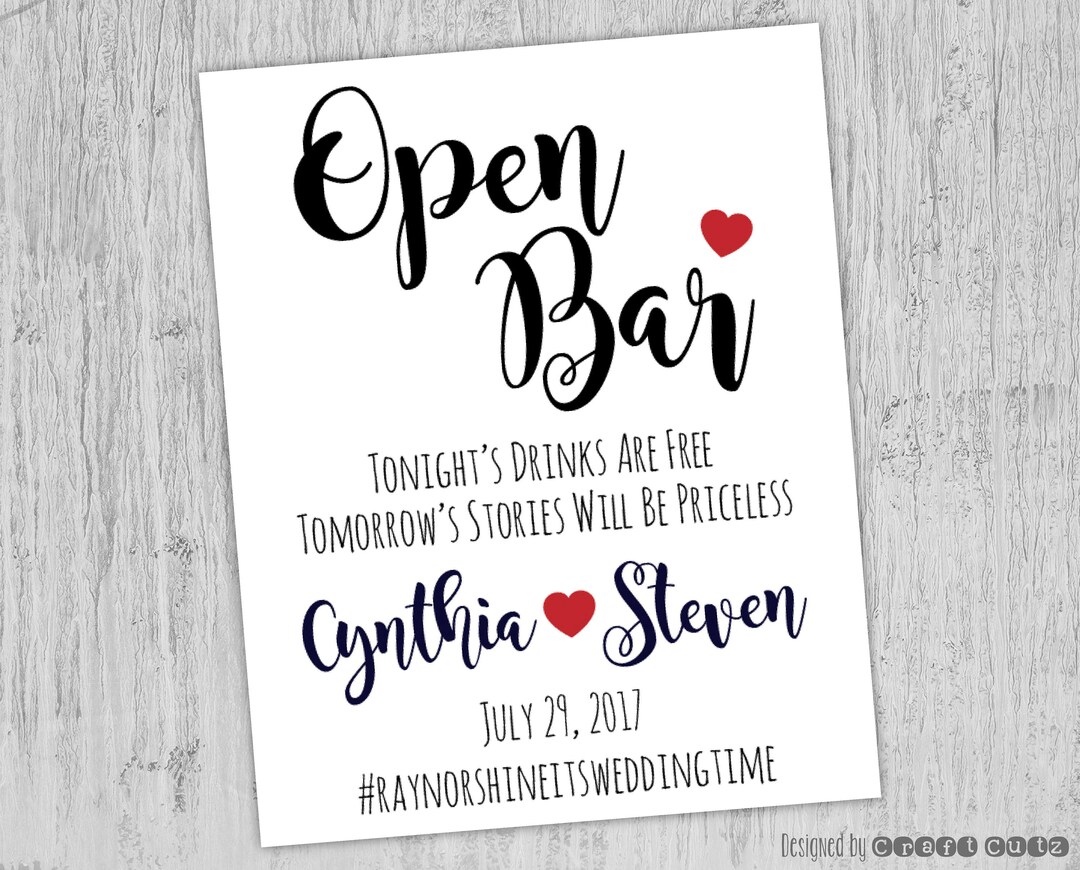 Open Bar Sign Digital Download Open Bar Printable Wedding Bar Sign ...