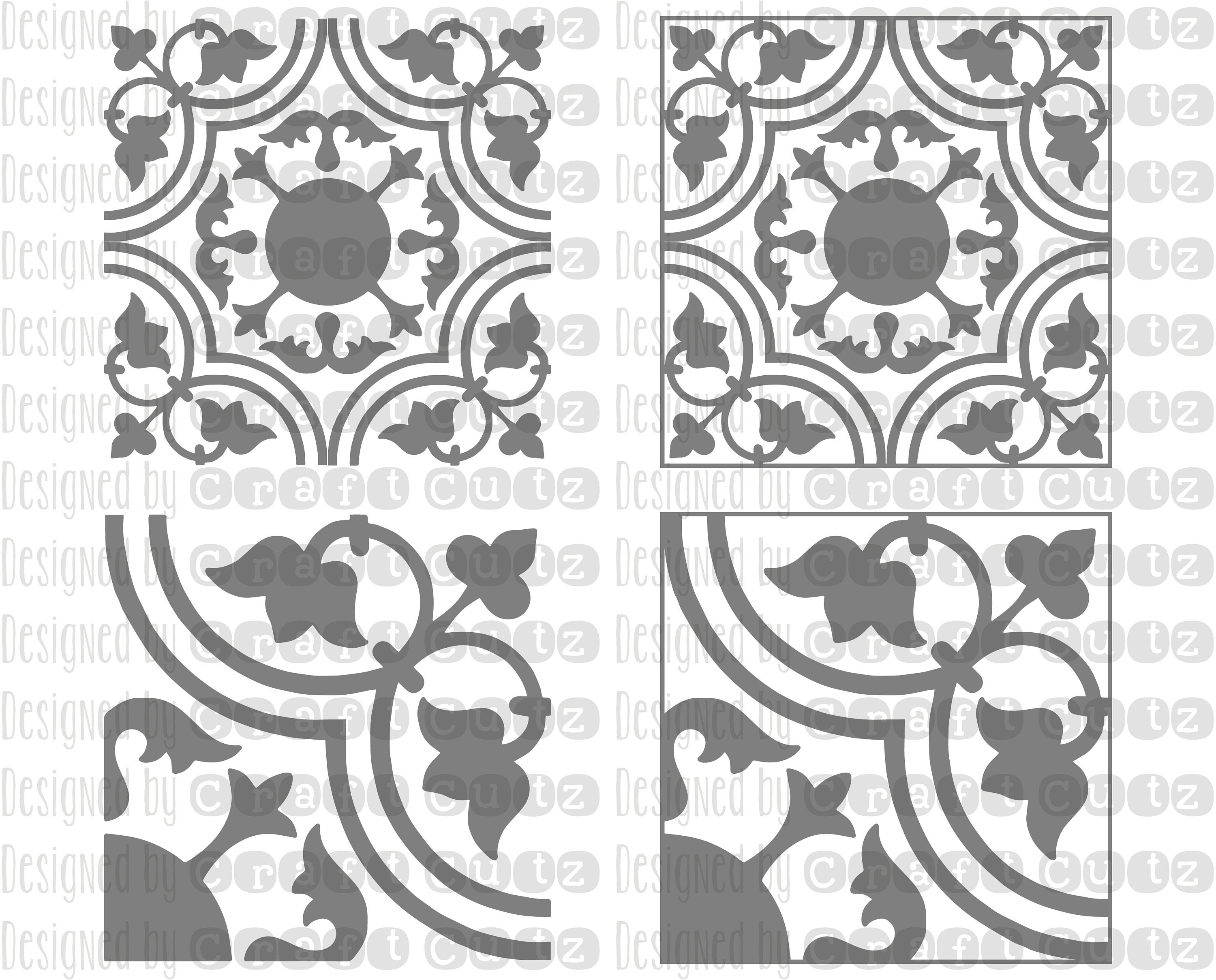 Floret Design Tile SVG Tile SVG Farmhouse Tile Laser Cut | Etsy