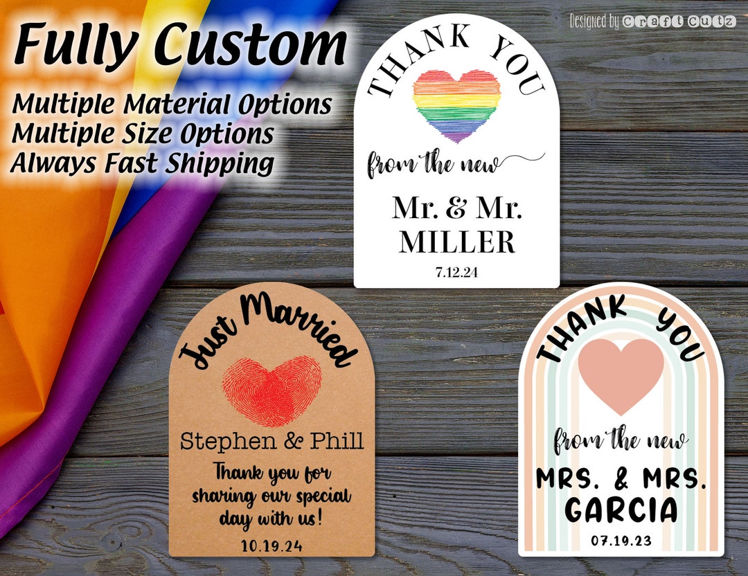 LGBTQ+ Wedding Favor, Thank You Label, Wedding Shower, Candy Bar, Favor ...