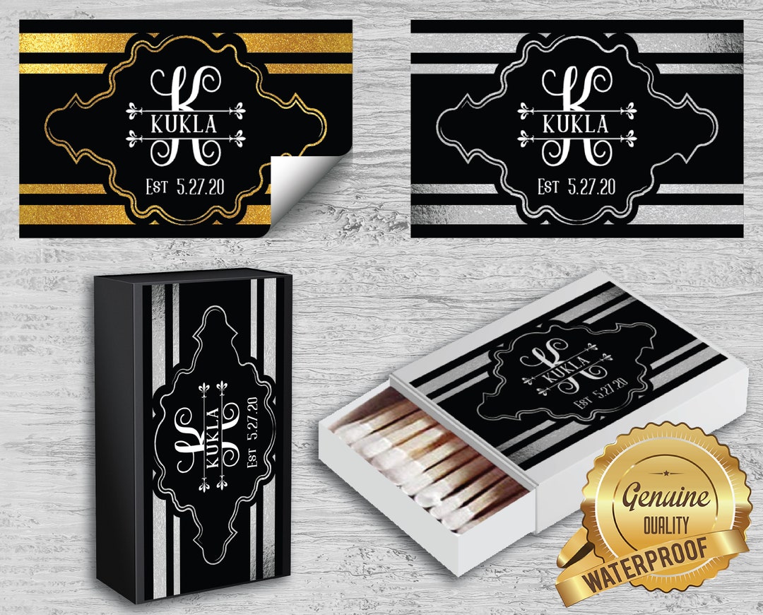 Custom Wedding Match Box Labels, Milestone Box Labels, 30th, 40th, 50th ...