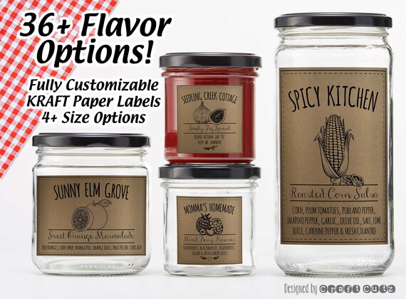 Custom KRAFT Paper Mason Jar Label Apothecary Canning Jar | Etsy