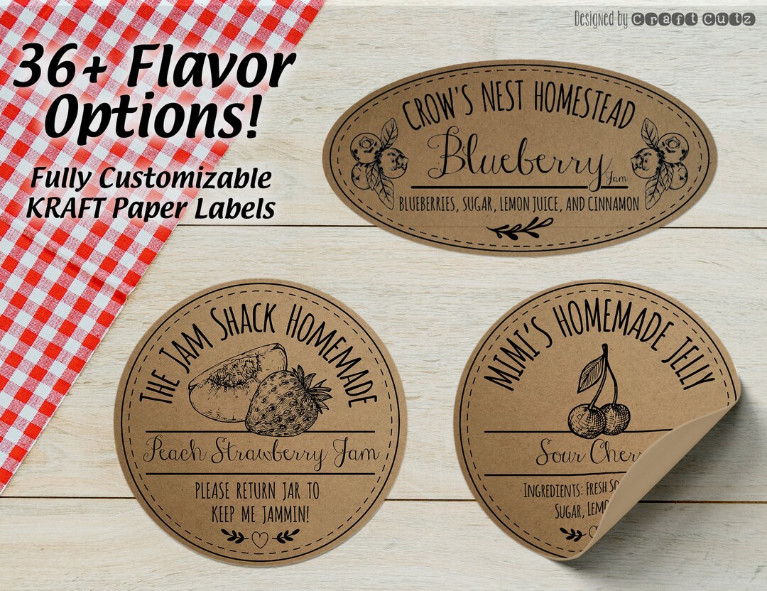 Custom KRAFT Paper Mason Jar Label Apothecary Canning Jar - Etsy