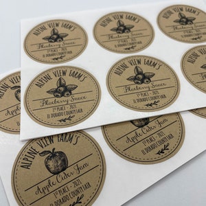 Custom KRAFT Paper Mason Jar Label, Apothecary Canning Jar Sticker ...