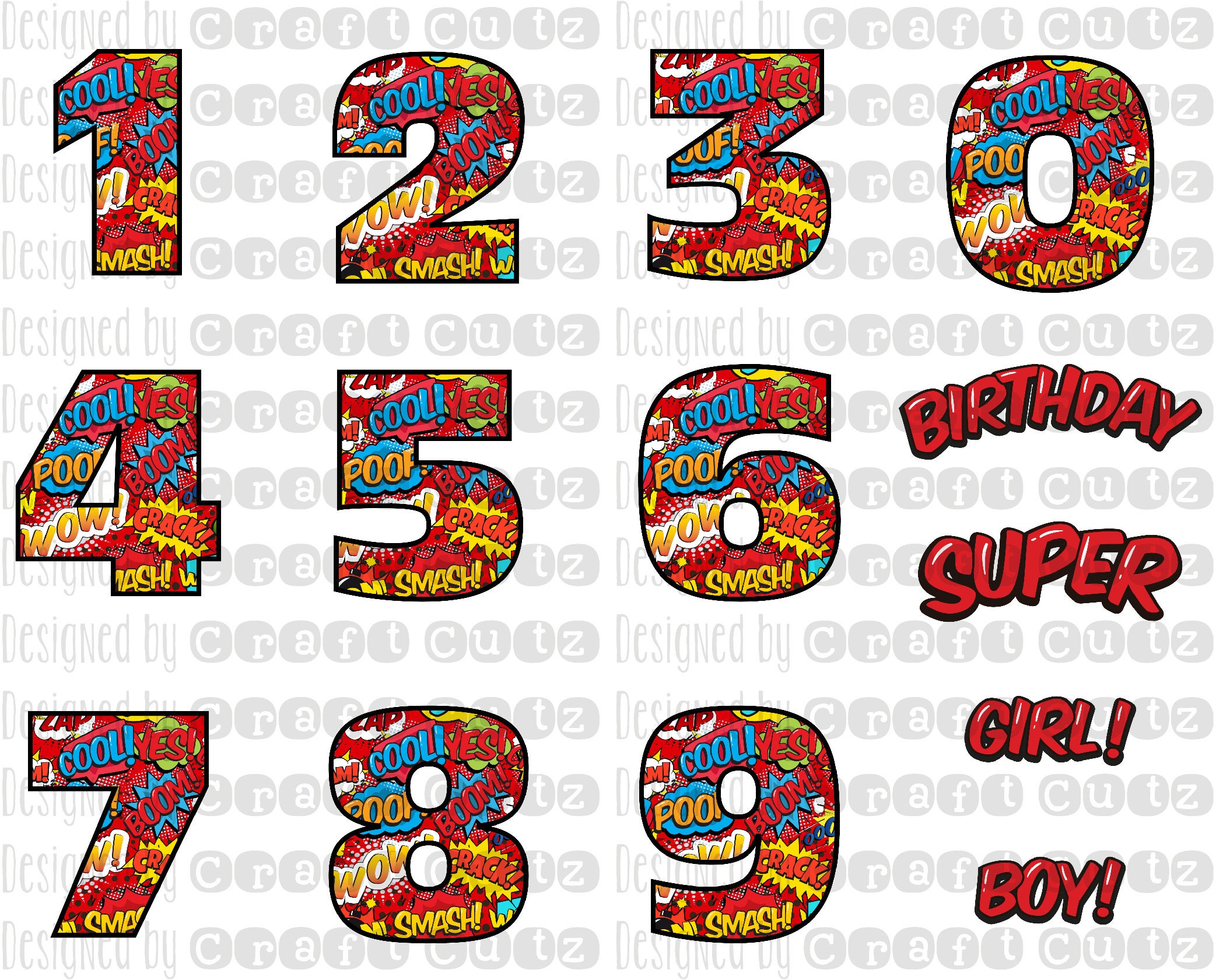 Sublimation Comic Numbers Comic Clip Art Superhero Clip Art - Etsy Canada