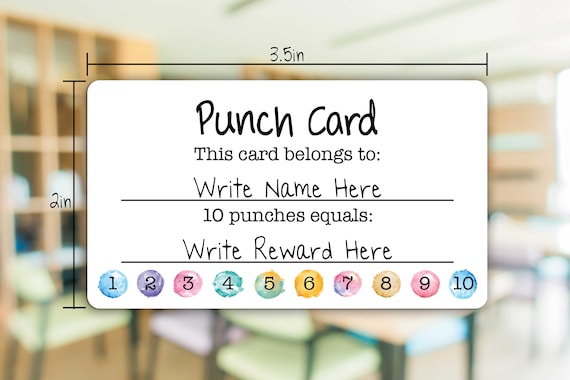 Student Punch Cards Incentive Cards Loyalty Reward Card for | Etsy