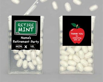 TEACHER Retirement Retiremint Tin Labels Mint Tins Chalkboard Sweet or ...