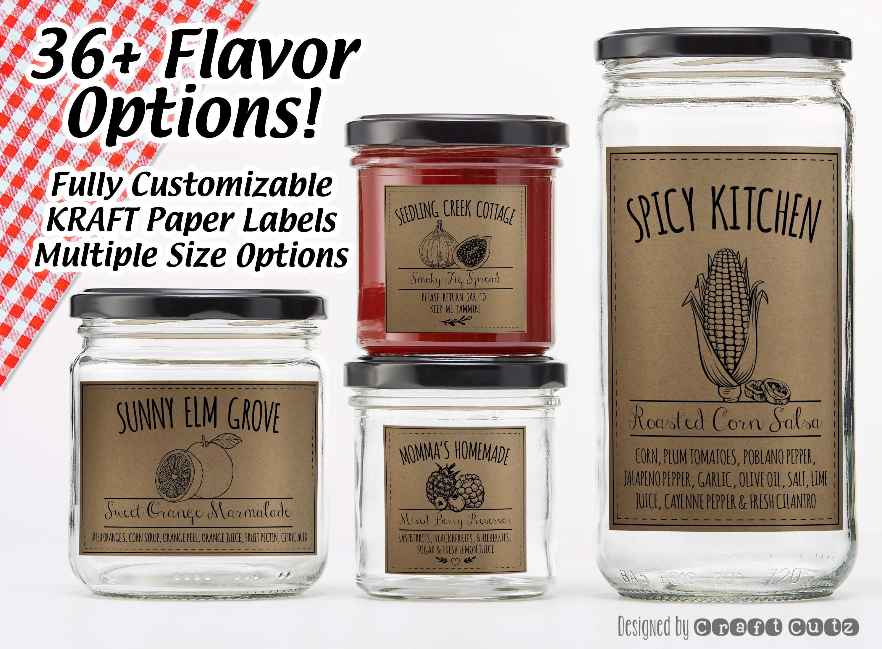 Custom KRAFT Paper Mason Jar Label, Apothecary Canning Jar Sticker ...