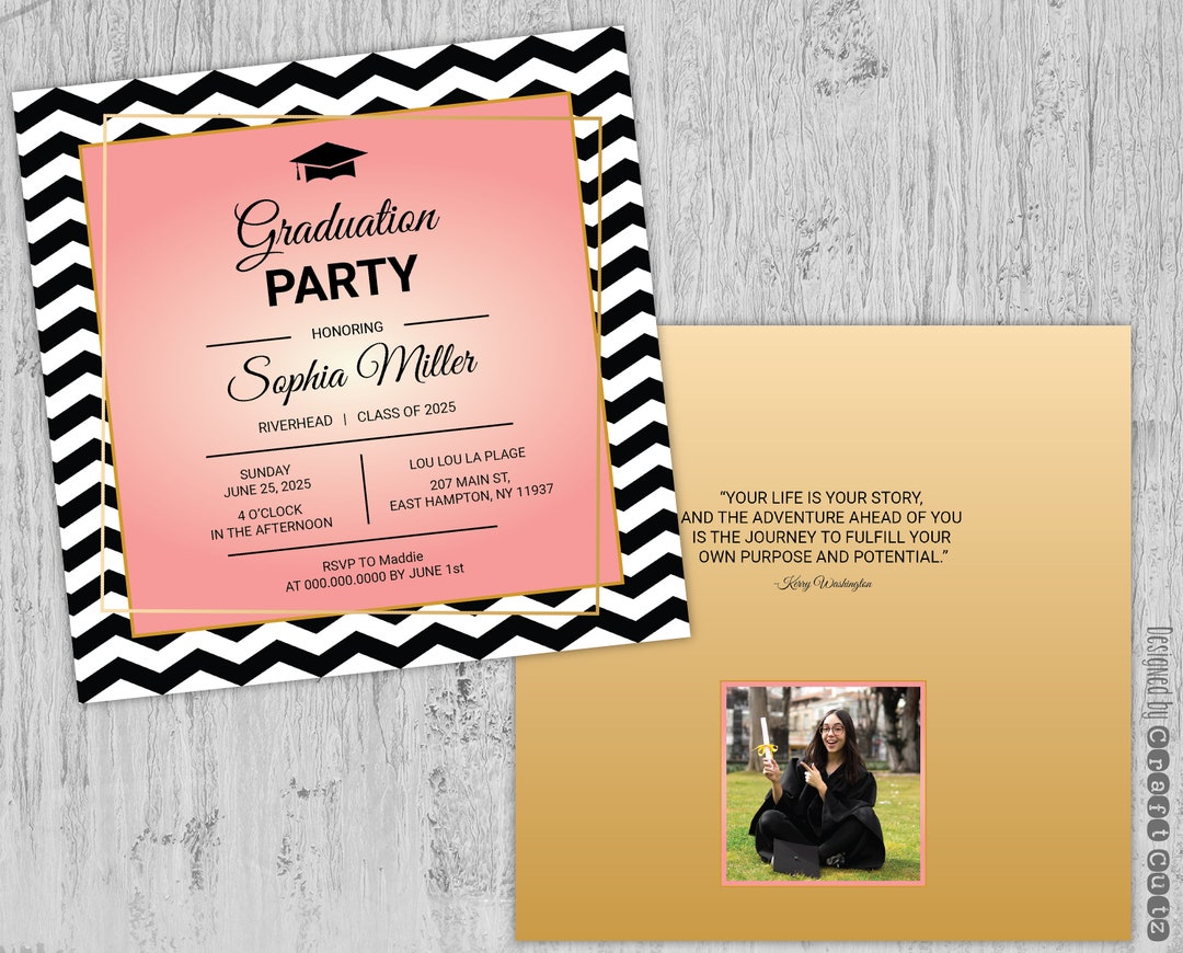 Custom Graduation Invitation, Photo Invite, Pretty Graduation ...