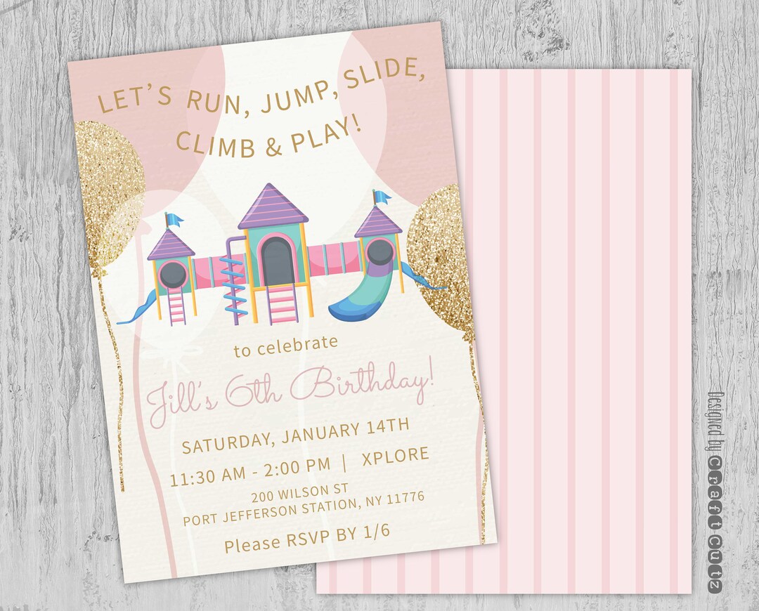 Jump & Play Birthday Invite, Playground Birthday Party Invitation, Play ...