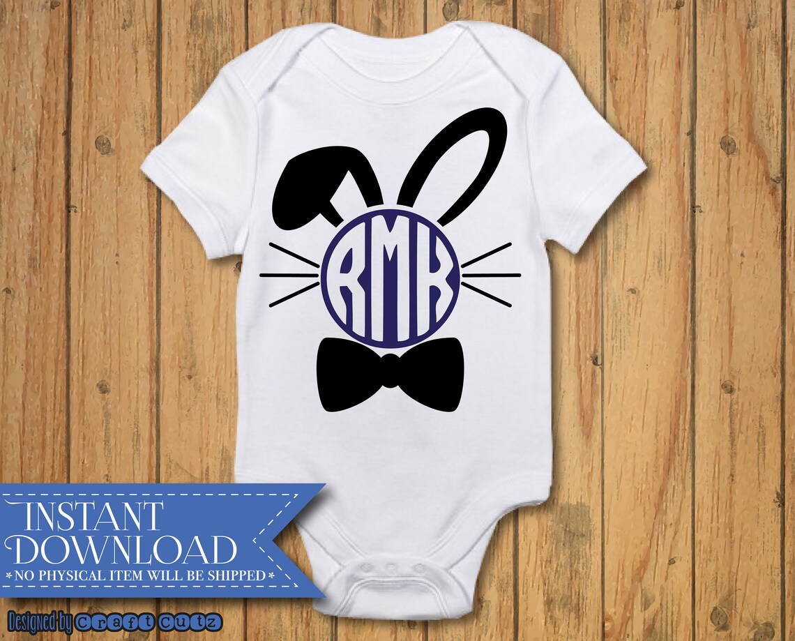 Monogram Easter Bunny Svg Cute Easter Svg Boy Monogram Svg | Etsy