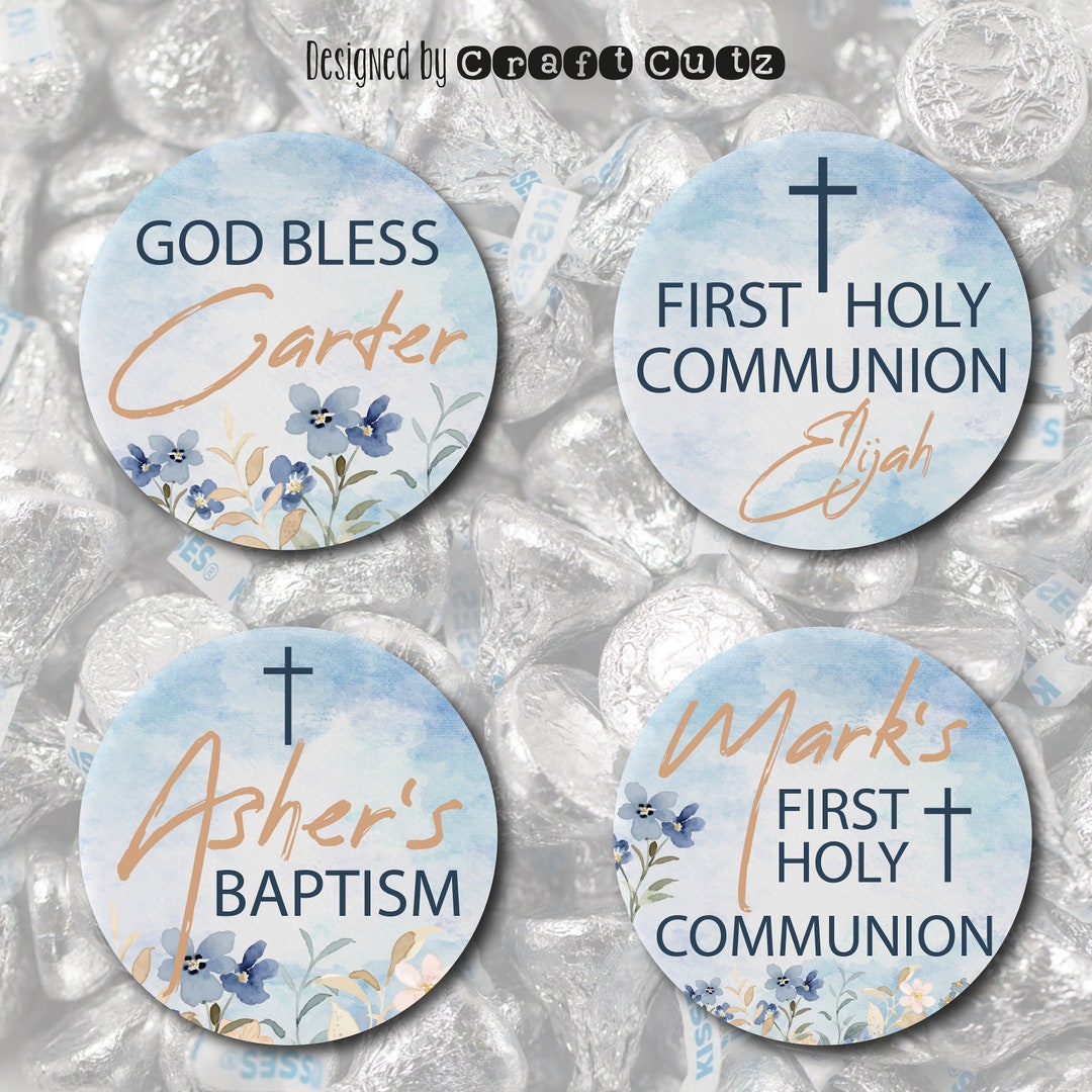 Baptism Kiss Stickers, Holy Communion Favors, Personalized Candy ...