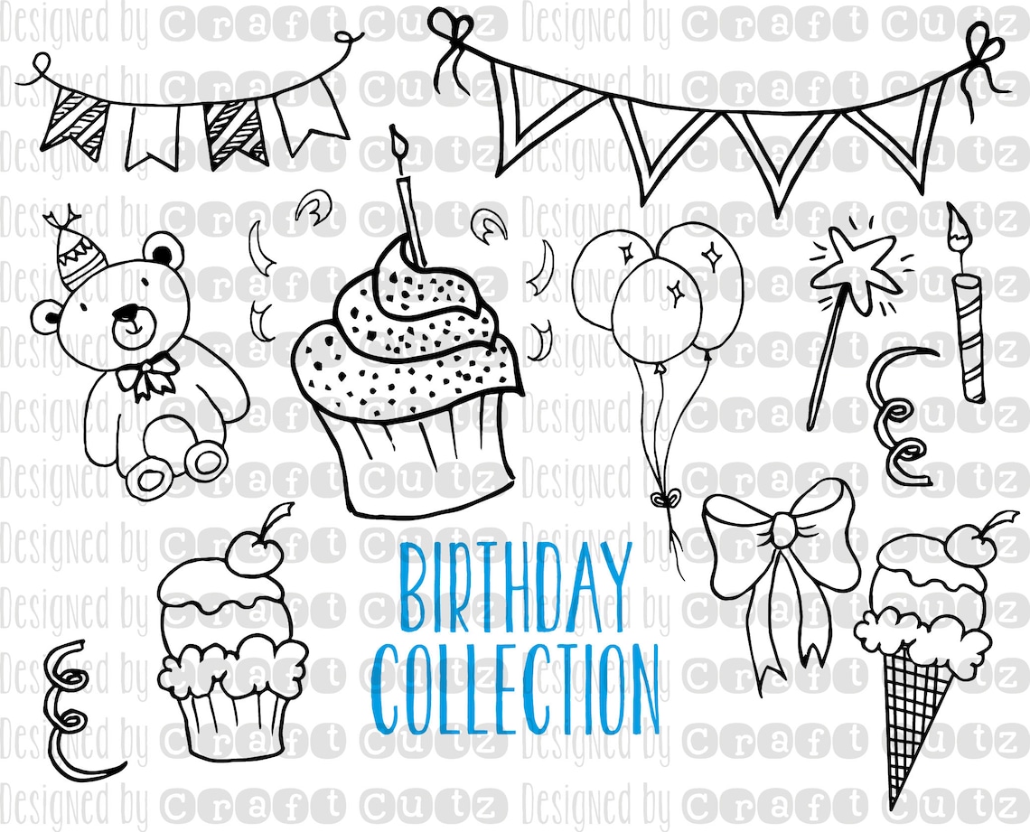 Hand Drawn Birthday Svg Birthday Clipart Chalkboard | Etsy