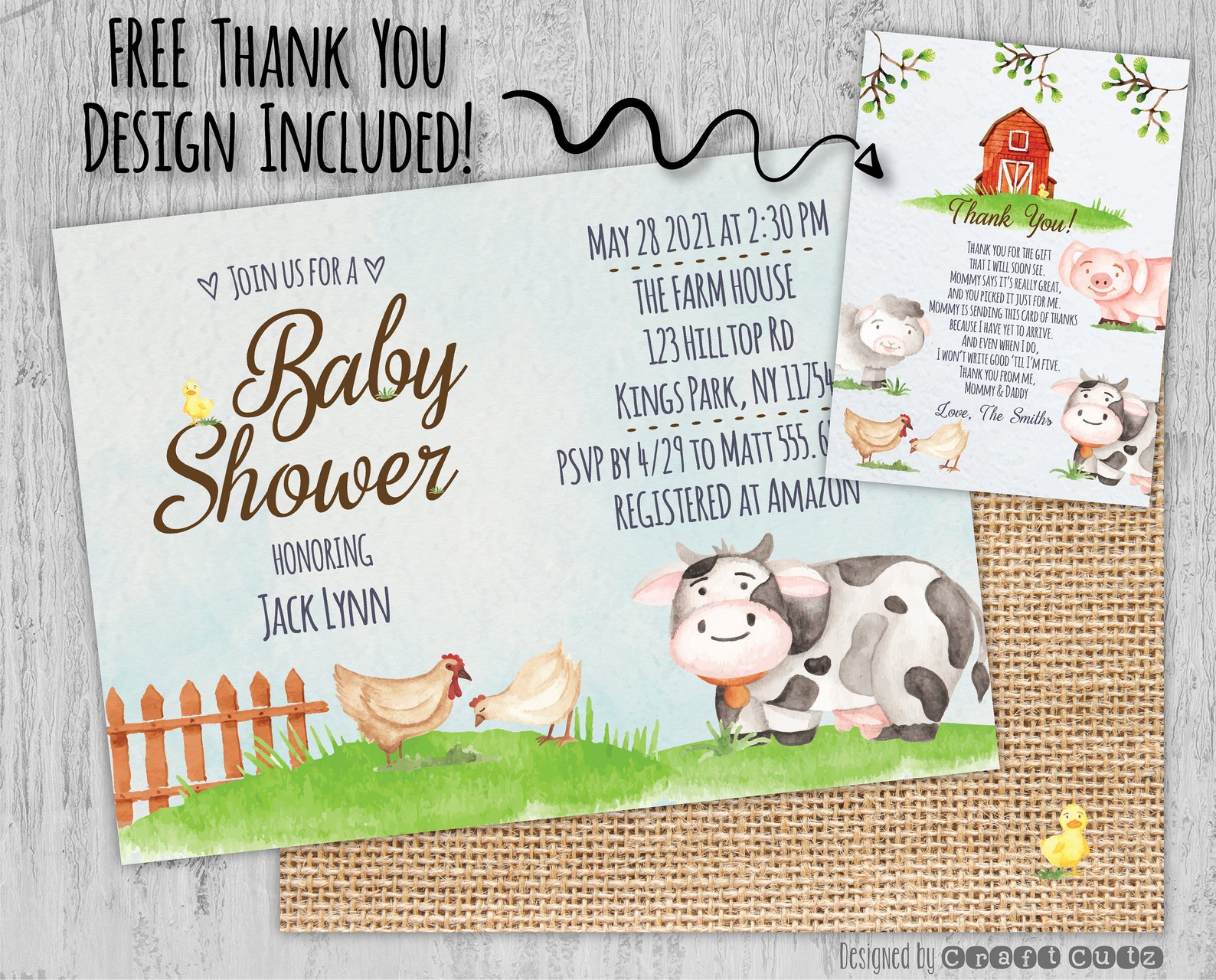 Farm Baby Shower Invitation Farm Invitation Baby Animals - Etsy
