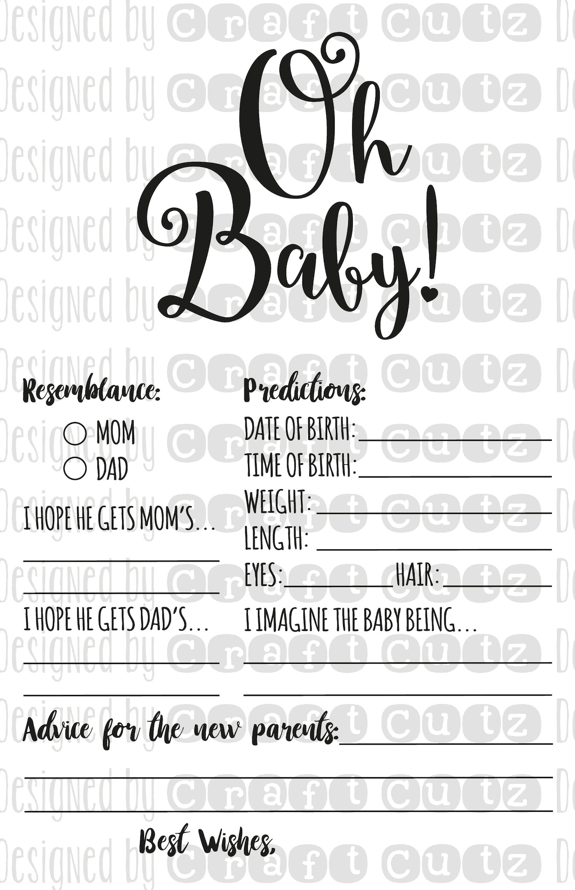 Oh Baby Game Download Baby Shower Game Printable Cute Baby - Etsy
