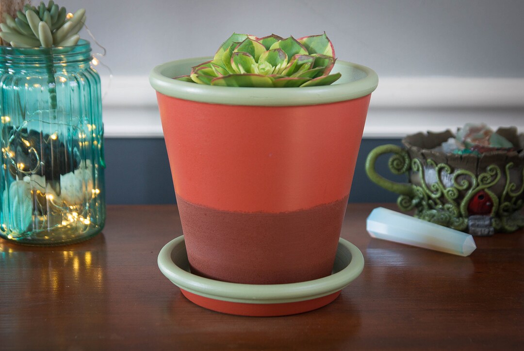 The Fold Hand Painted 6 Inch Abstract Acrylic Pot Sienna - Etsy