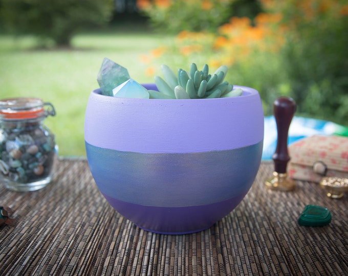 Enchantica - Hand-painted, 6-inch Acrylic Pot, Iridescent Purple ...