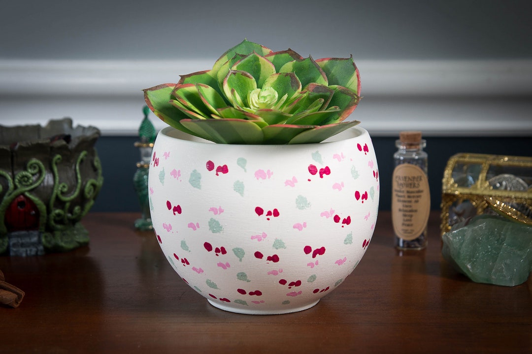 Infinite Cloud Hand Painted 4 Inch Abstract Acrylic Pot, Magenta ...