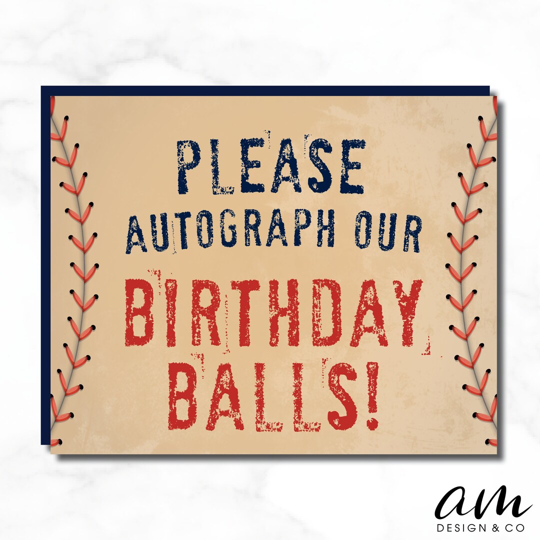 PARKER Please Autograph Our Birthday Balls, Sandlot Birthday Party Sign ...