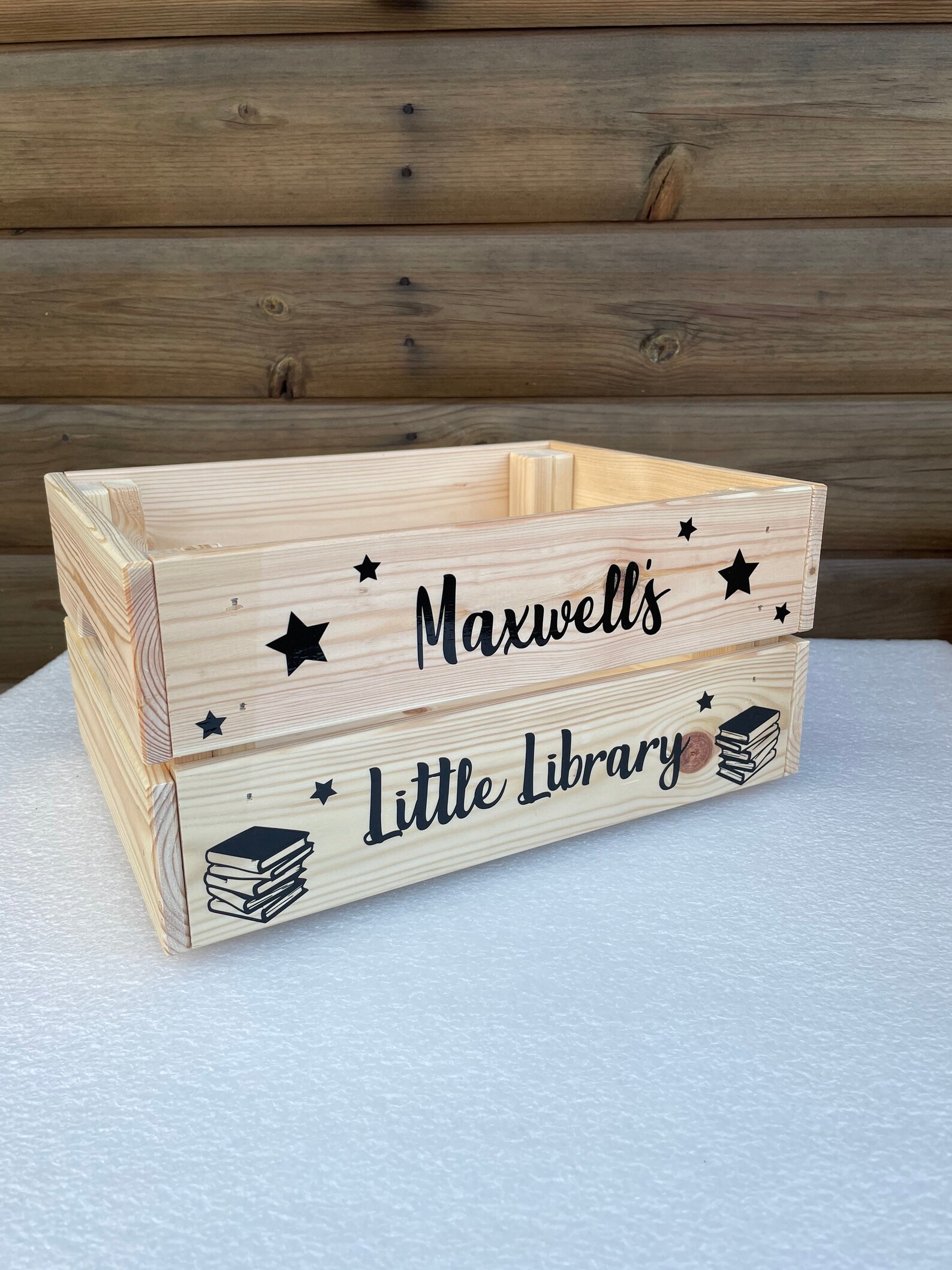 Personalised Book Crate - Little Library - Story Book Box ...