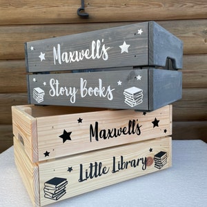 Personalised Book Crate - Little Library - Story Book Box ...