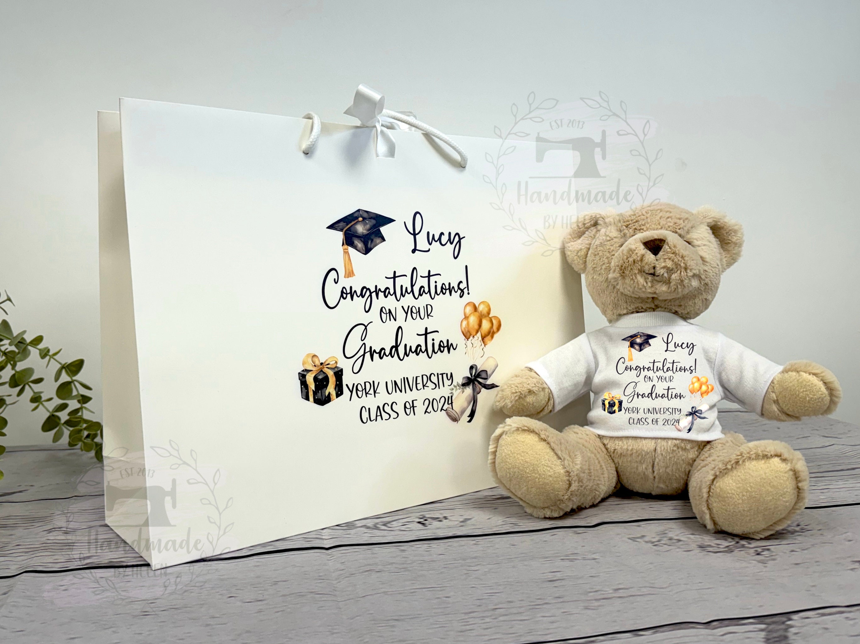 Personalized Graduation Gift Bag and Teddy Bear, Custom Name ...