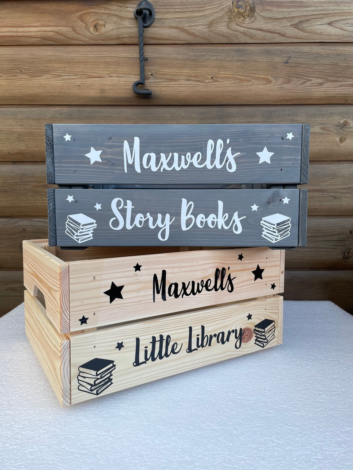 Personalised Book Crate little library story book box | Etsy