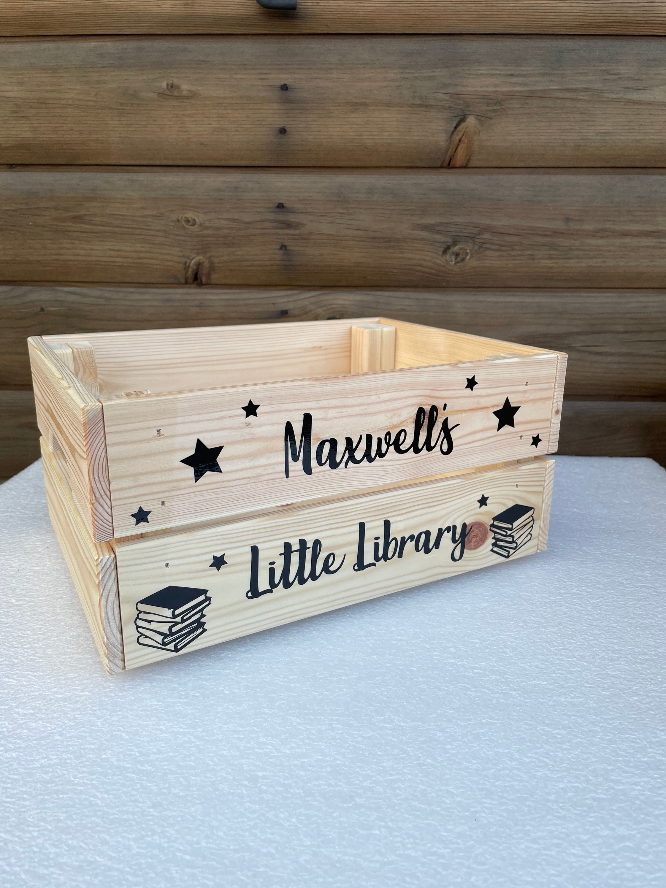 Personalised Book Crate Little Library Story Book Box | Etsy UK
